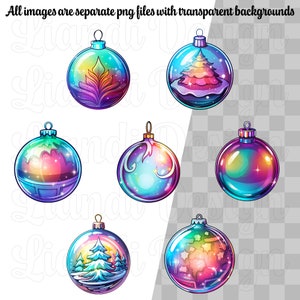 Colorful Christmas Baubles Clipart 15 Rainbow Colored Festive Ornament ...