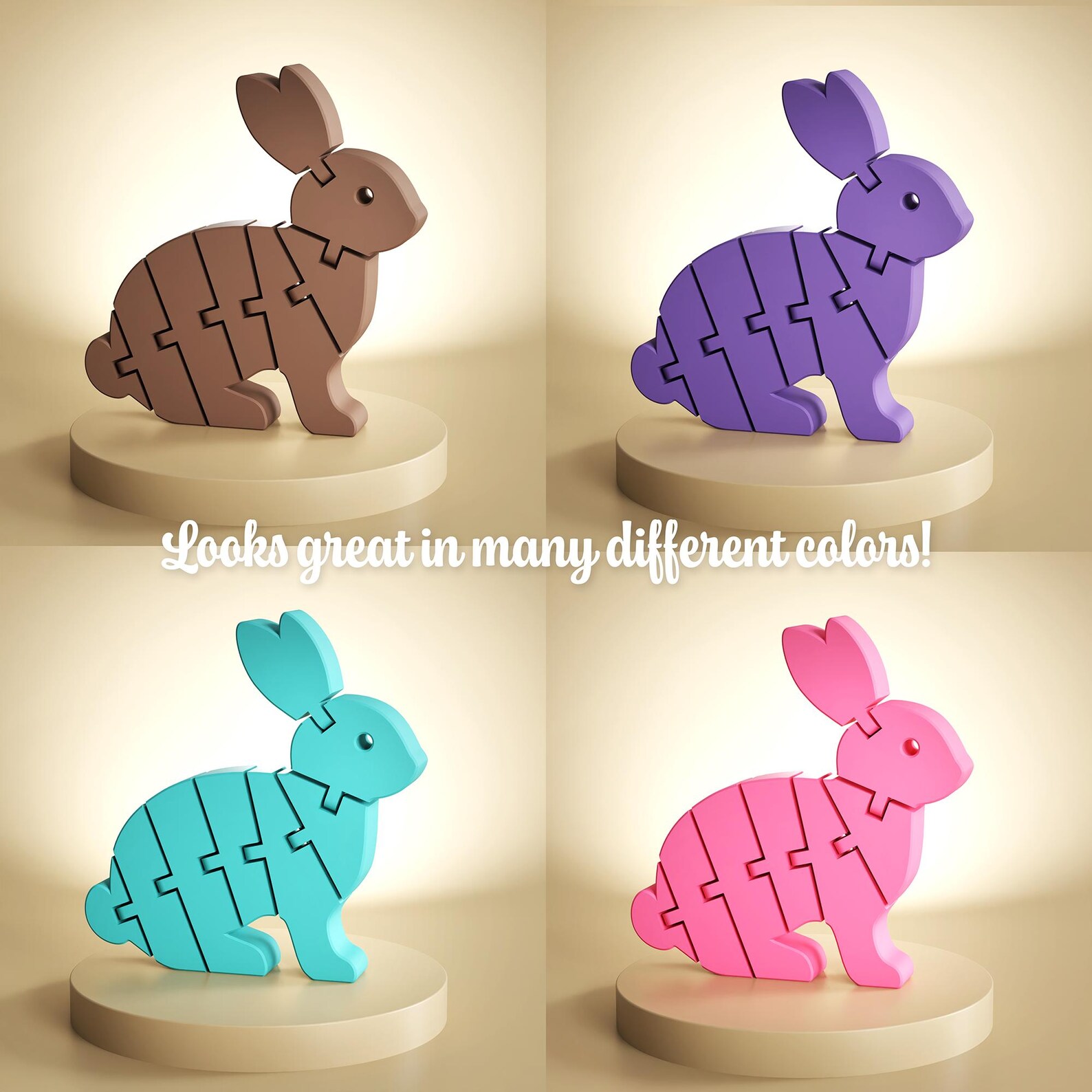 Flexible Easter Bunny STL - 3D Print File, Flexi Fidget Toy ...