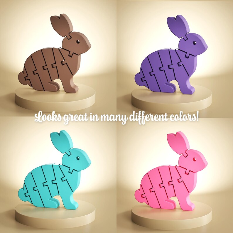 Flexible Easter Bunny STL - 3D Print File, Flexi Fidget Toy (digital ...