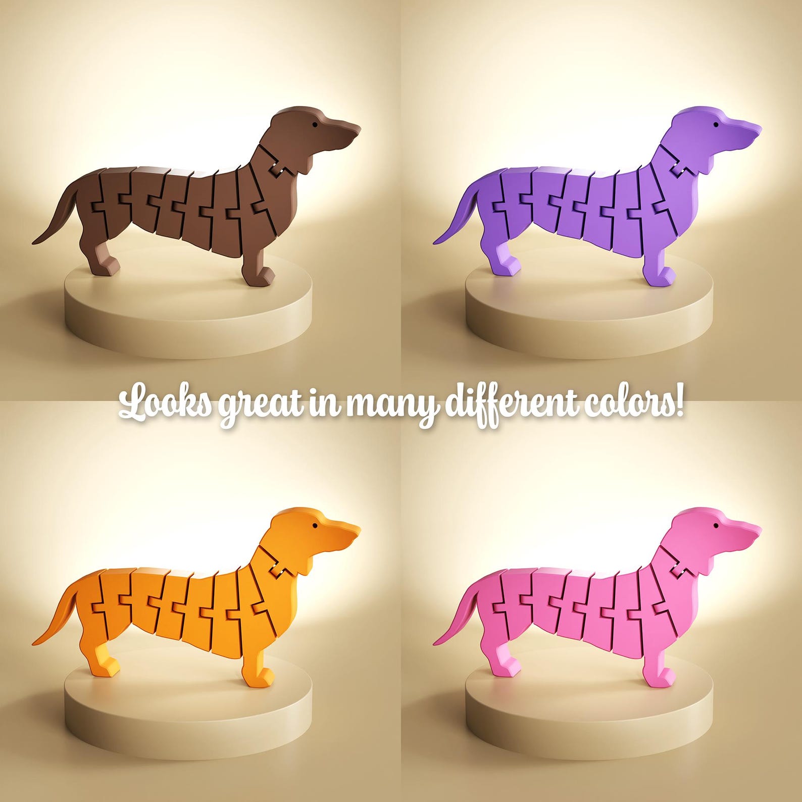 Flexible Dachshund Dog STL - 3D Print File, Flexi Fidget Toy ...