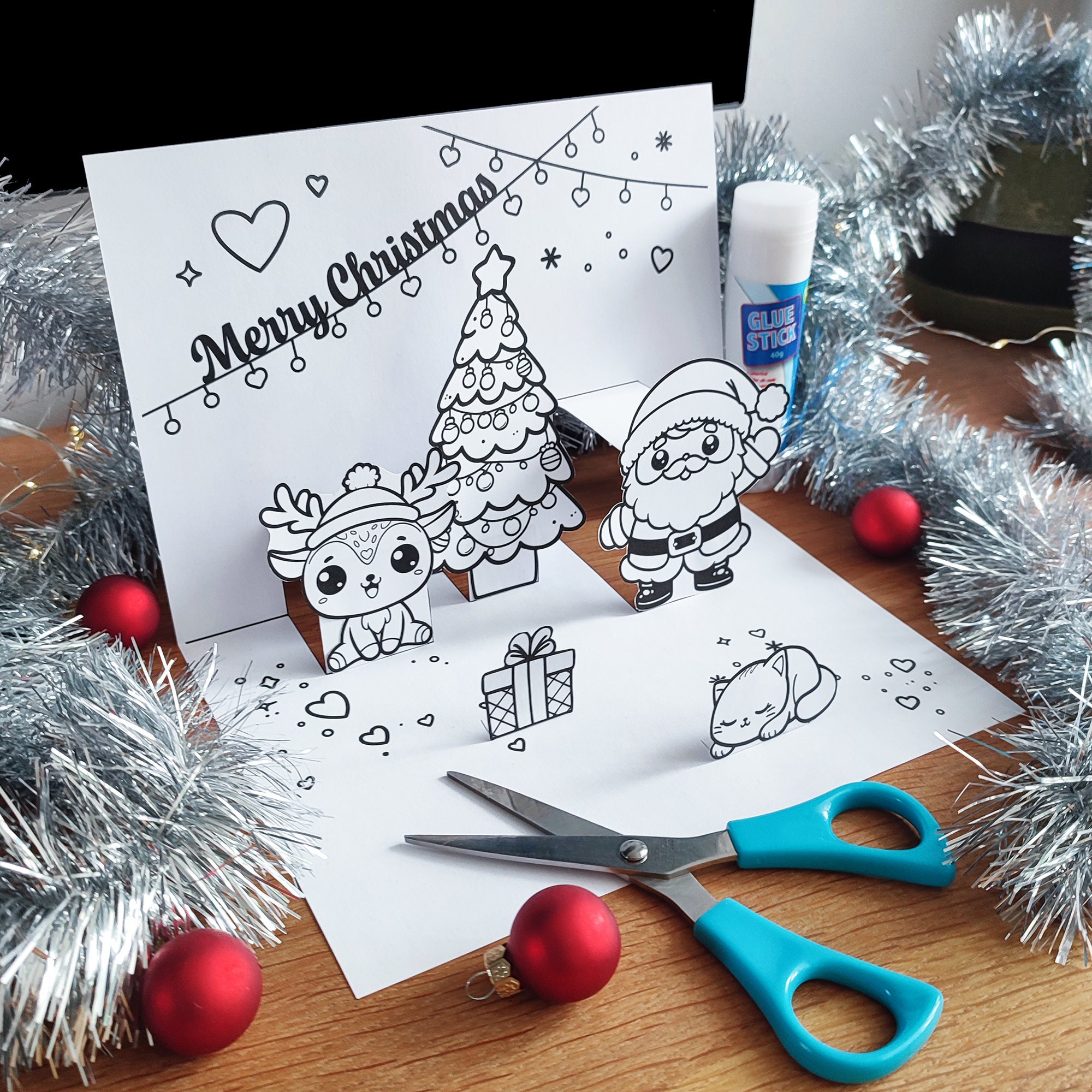 DIY Pop up Christmas Card, Instant Download PDF, Printable Craft ...