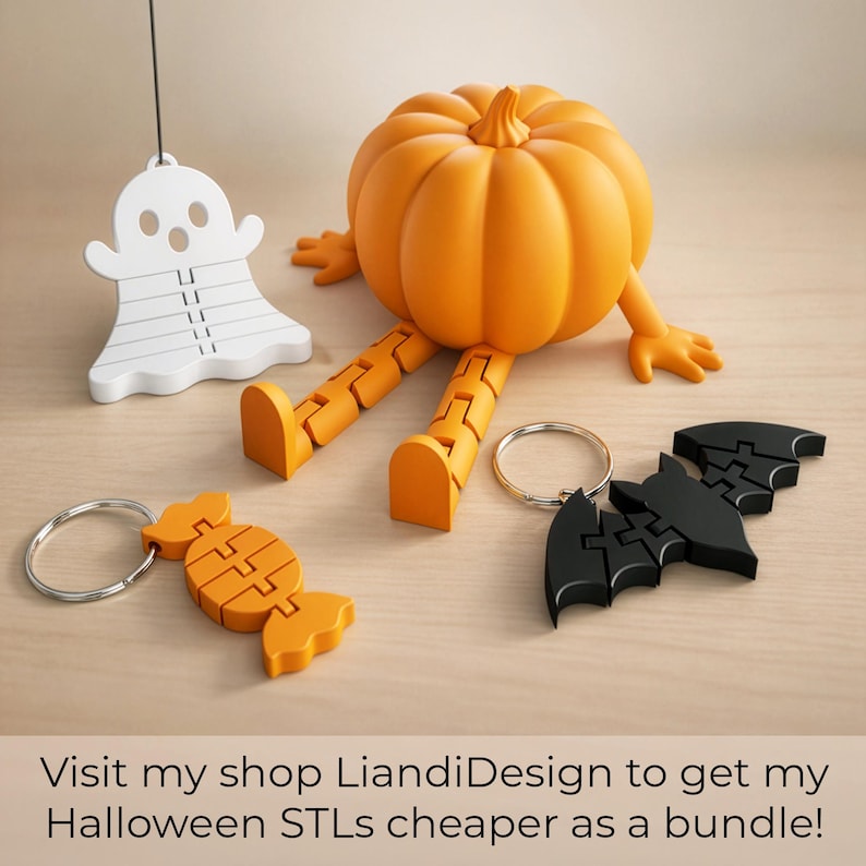 Halloween Pumpkin STL With Flexible Legs - 3D Print File, Sitting ...