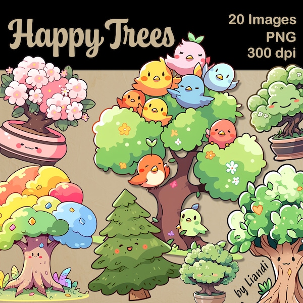 Cute Tree Clipart - Etsy