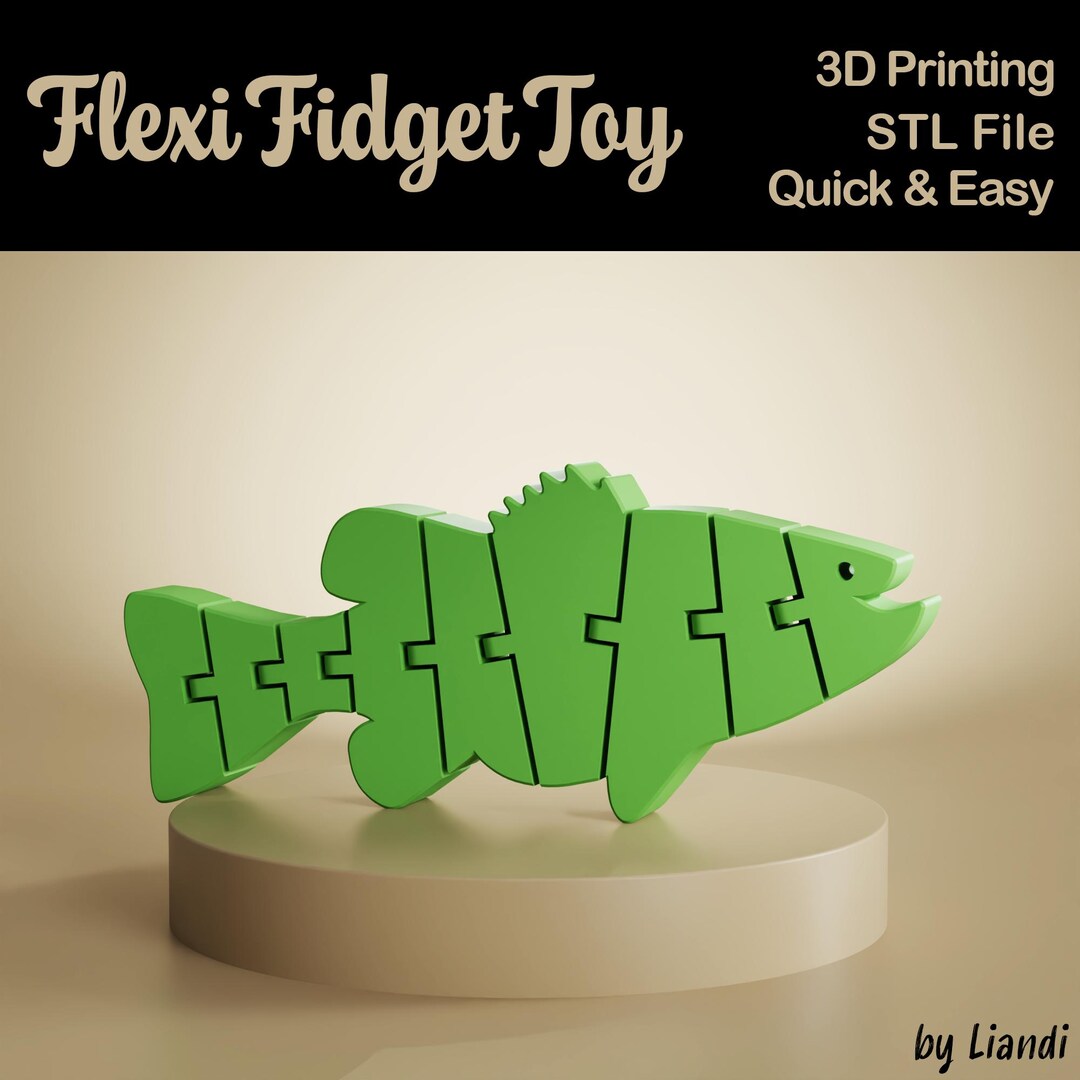 Flexible Bass Fish STL - 3D Print File, Flexi Fidget Toy, Articulated ...