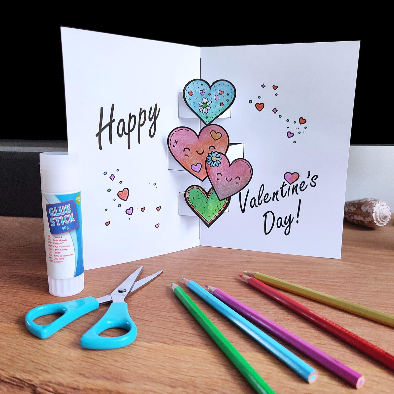 DIY Pop up Valentine's Day Card, Instant Download PDF, Printable Craft ...