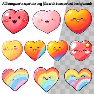 Kawaii Hearts Clipart 20 Cute and Colorful Heart Graphics for DIY ...