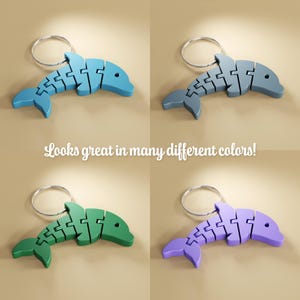 Flexi Dolphin STL Keychain - 3D Print File, Flexible Fidget Summer ...