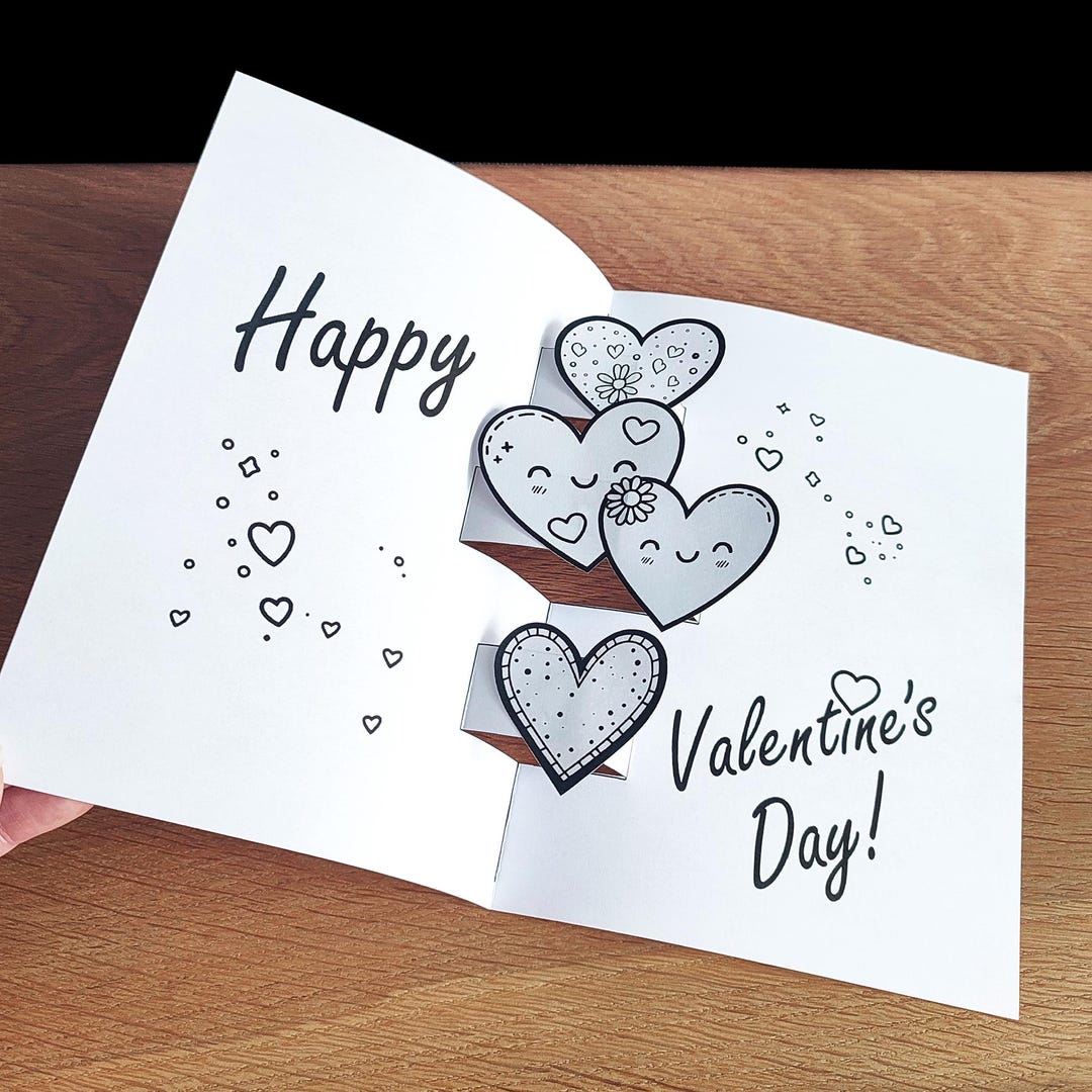 DIY Pop up Valentine's Day Card, Instant Download PDF, Printable Craft ...