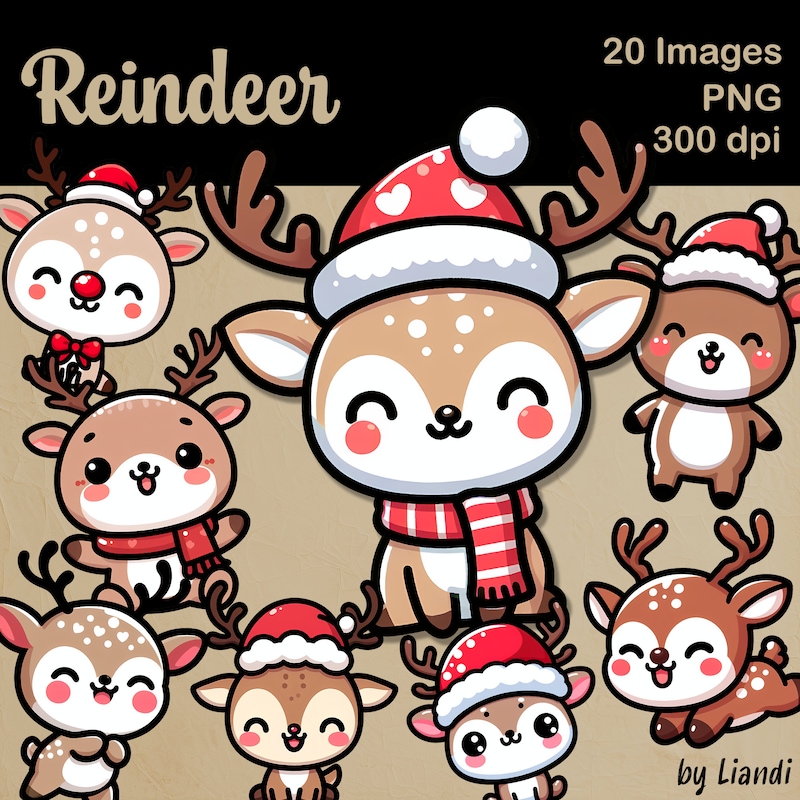 Reindeer Clipart - Etsy