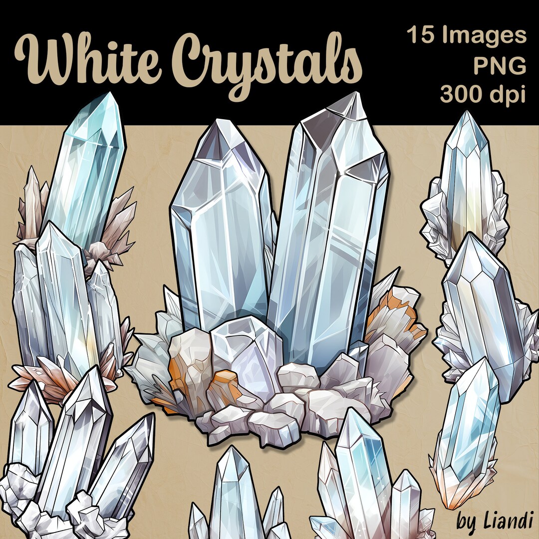 White Crystals Clipart 15 Quartz Crystal Graphics for DIY Projects ...
