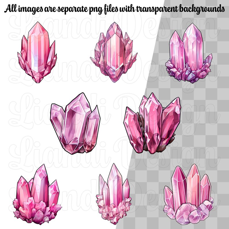 Pink Crystals Clipart 15 Rose Quartz Crystal Graphics for DIY Projects ...