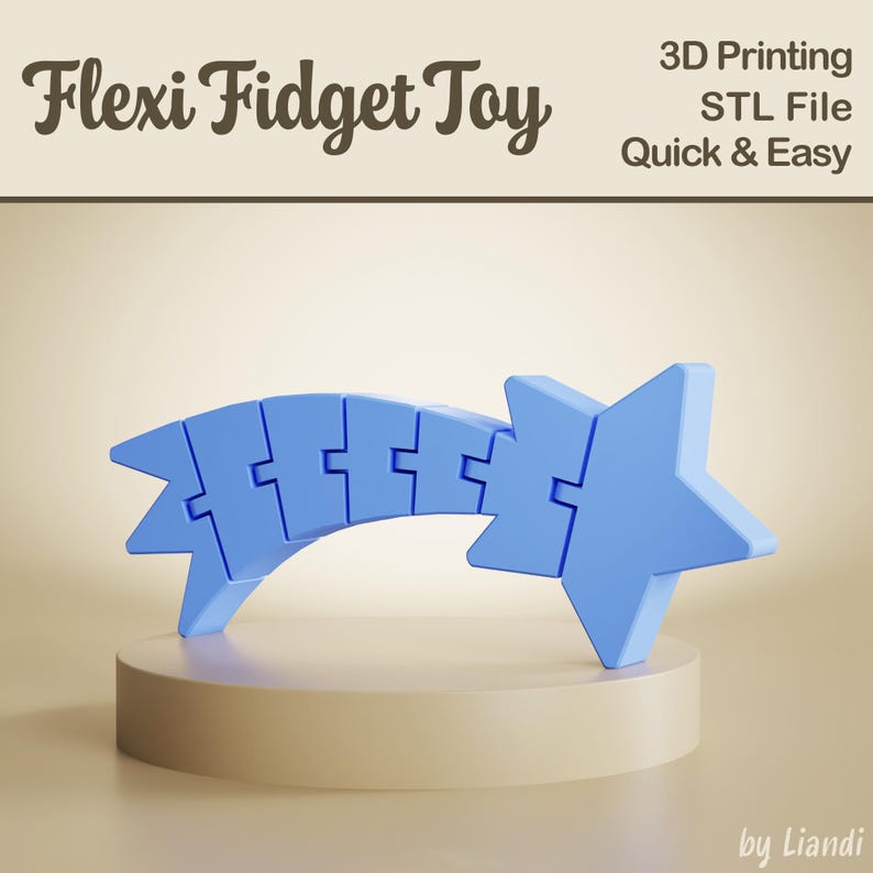 Flexible Shooting Star STL - 3D Print File, Flexi Fidget Toy ...