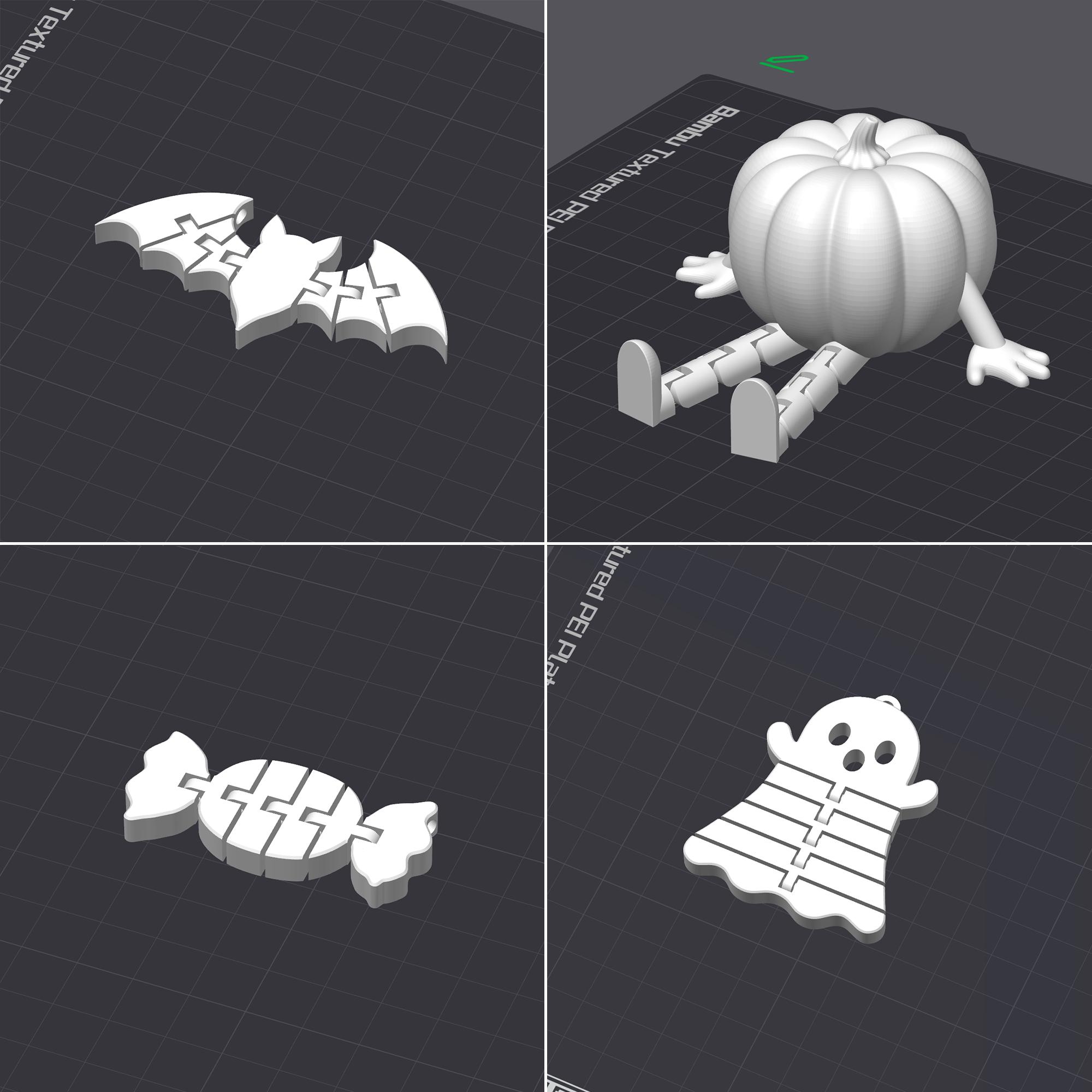 Flexi Halloween STL Bundle - 3D Print Files, Sitting Pumpkin, Keychains ...