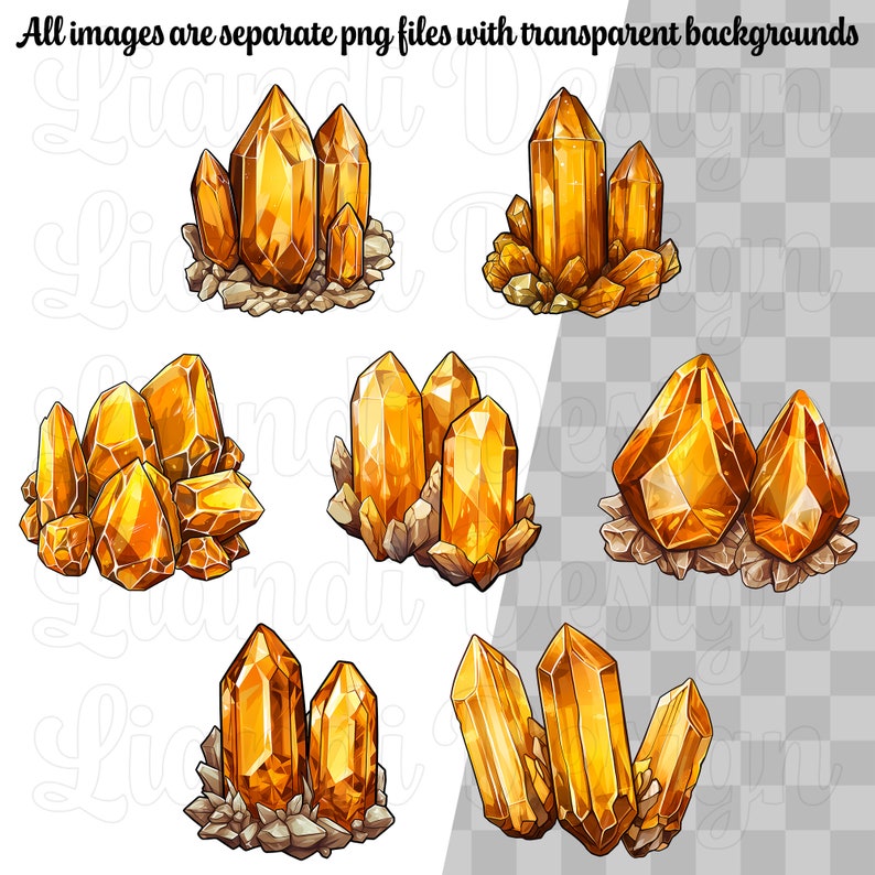 Yellow Crystals Clipart 15 Citrine Crystal Graphics for DIY Projects ...