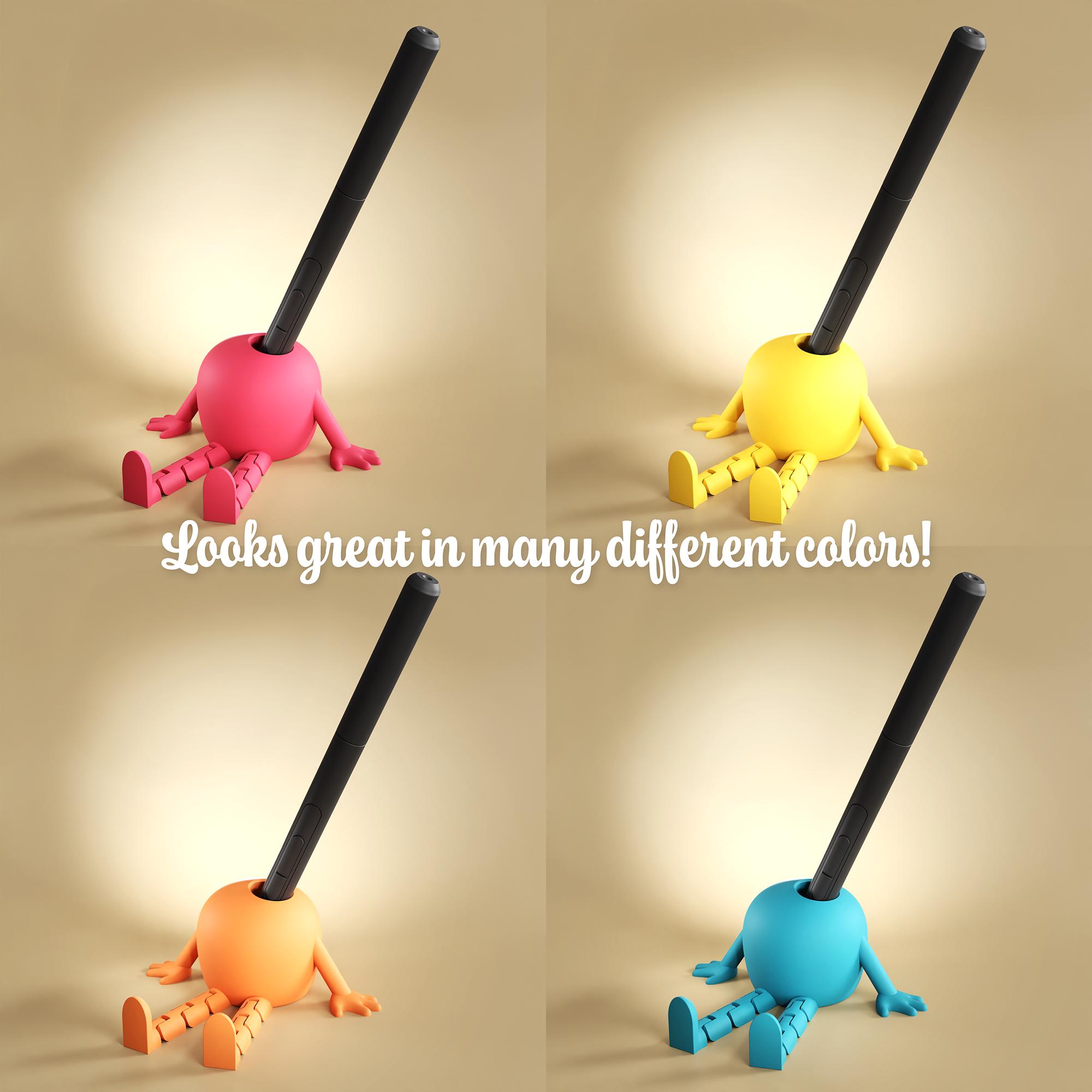 Pen Holder STL With Flexible Legs - 3D Print File, Sitting (digital ...