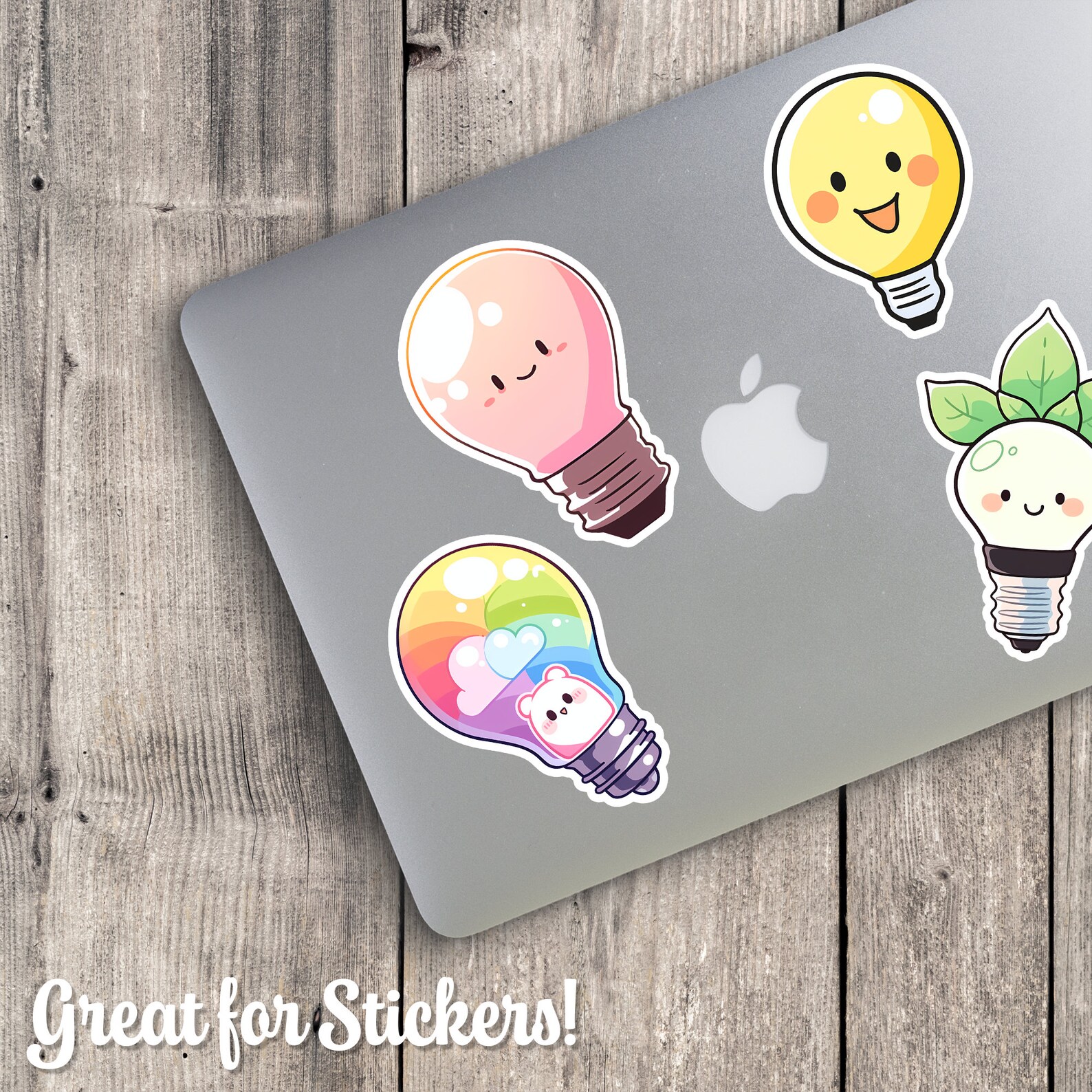 Kawaii Light Bulbs Clipart 20 Cute and Colorful Lightbulb Graphics for ...