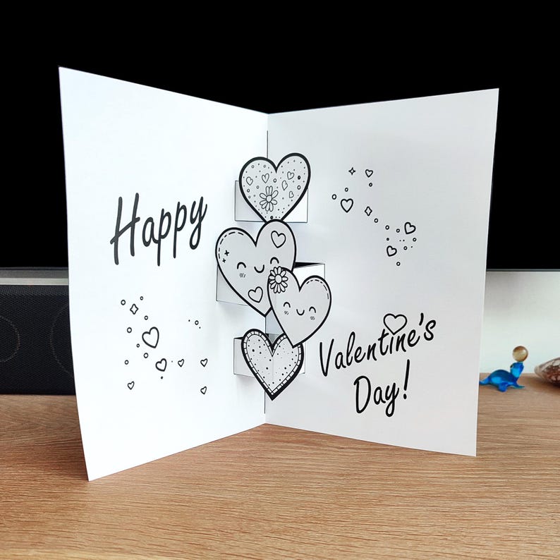 DIY Pop up Valentine's Day Card, Instant Download PDF, Printable Craft ...