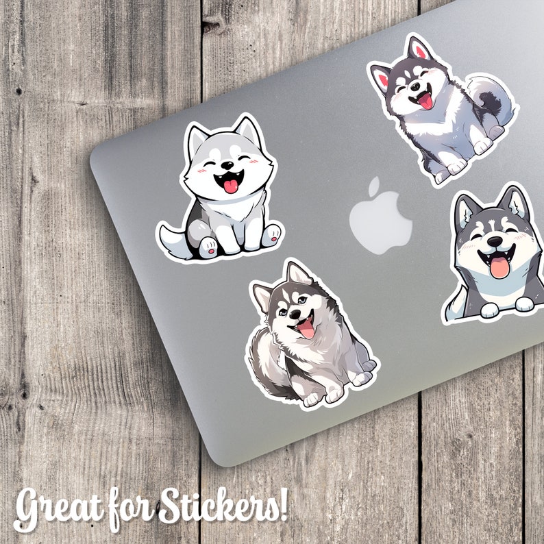 Kawaii Huskies Clipart 20 Cute and Happy Husky Dog Graphics for DIY ...