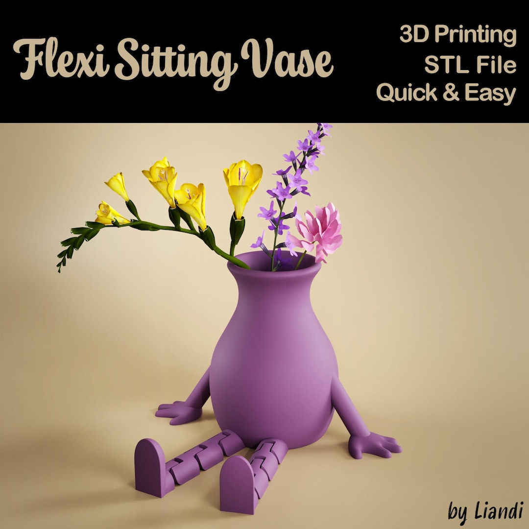 Little Vase STL With Flexible Legs - 3D Print File, Flexi Sitting Toy ...