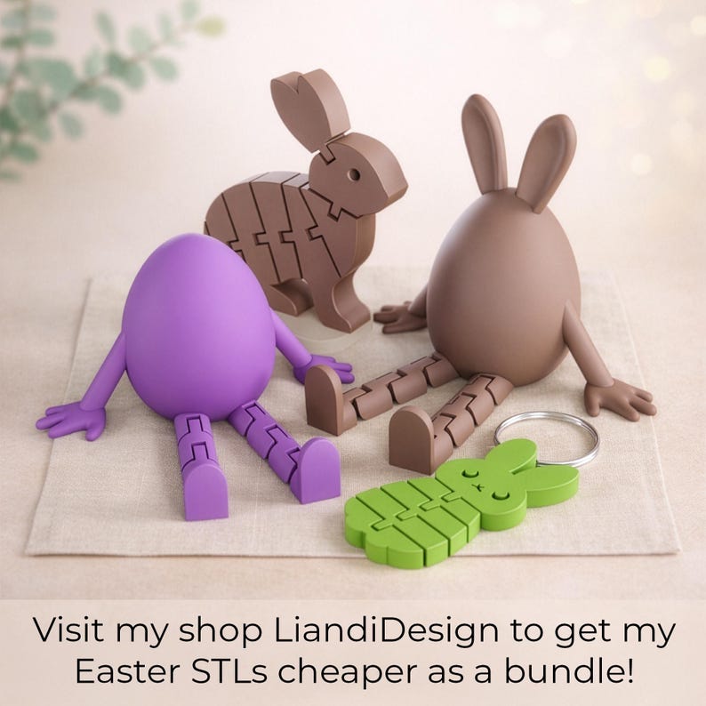 Bunny Egg STL With Flexible Legs - 3D Print File, Sitting (digital ...