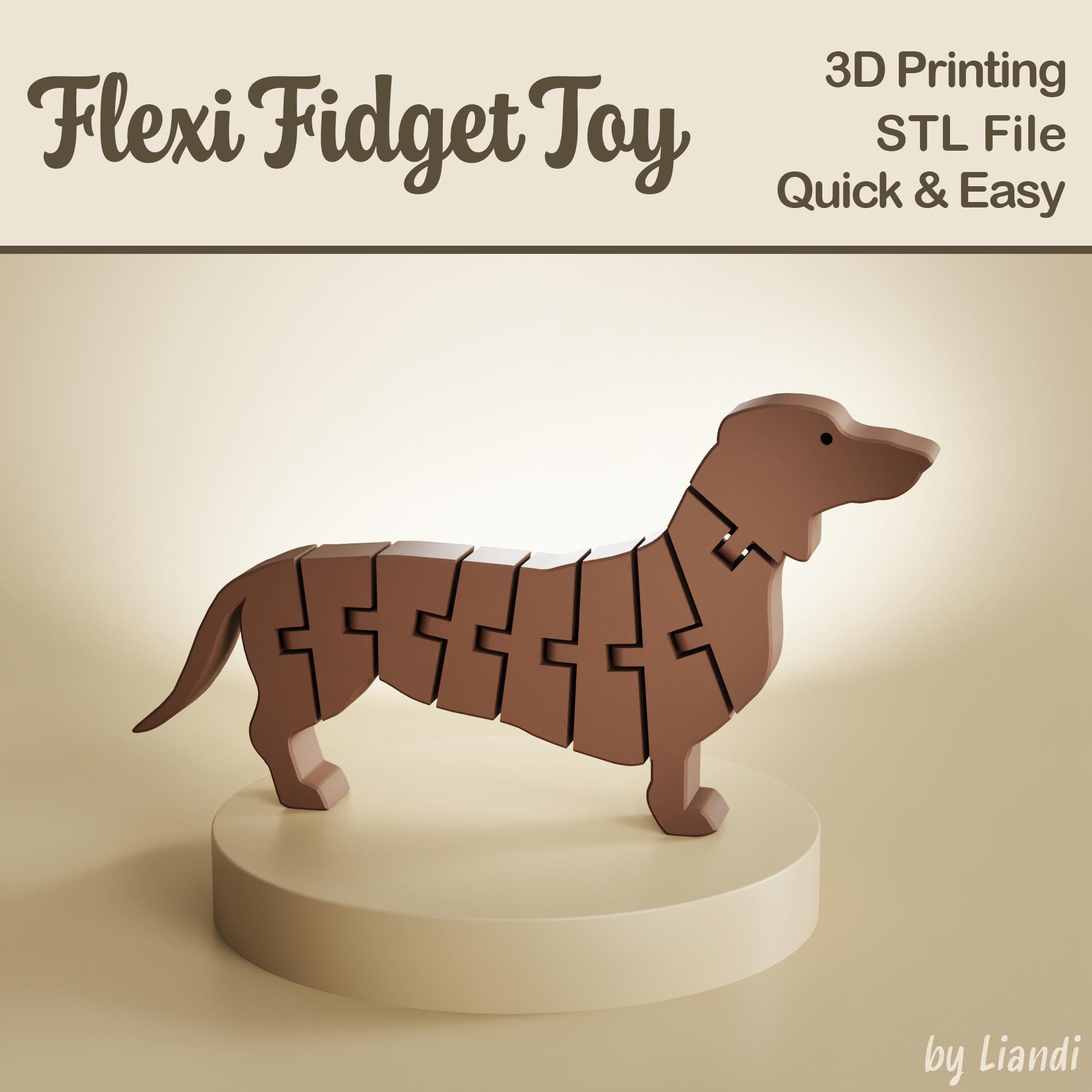 Flexible Dachshund Dog STL - 3D Print File, Flexi Fidget Toy ...