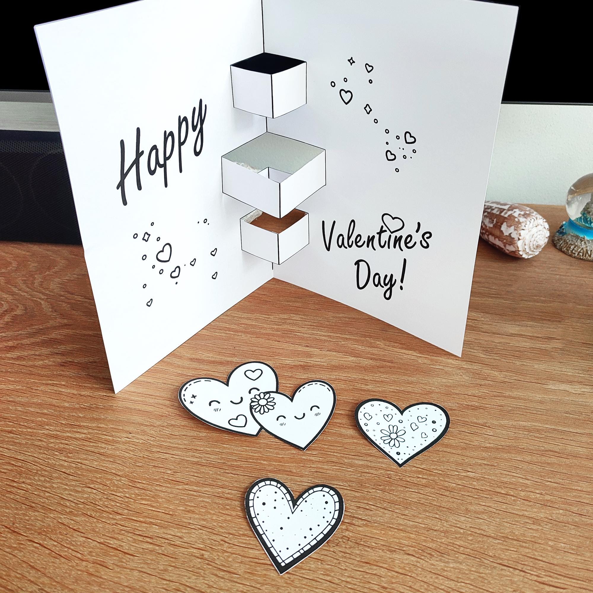 DIY Pop up Valentine's Day Card, Instant Download PDF, Printable Craft ...