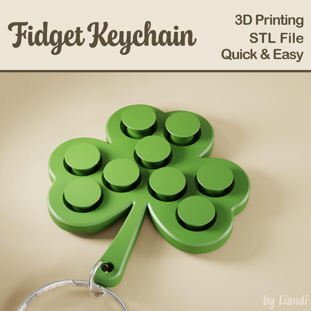 Shamrock STL Fidget Keychain for St Patricks Day - 3D Print File ...