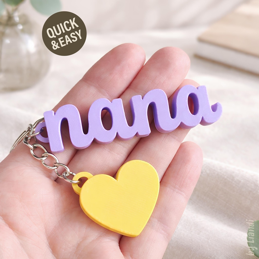 Nana STL Keychain With Heart - 3D Print Files, Mother's Day (digital ...