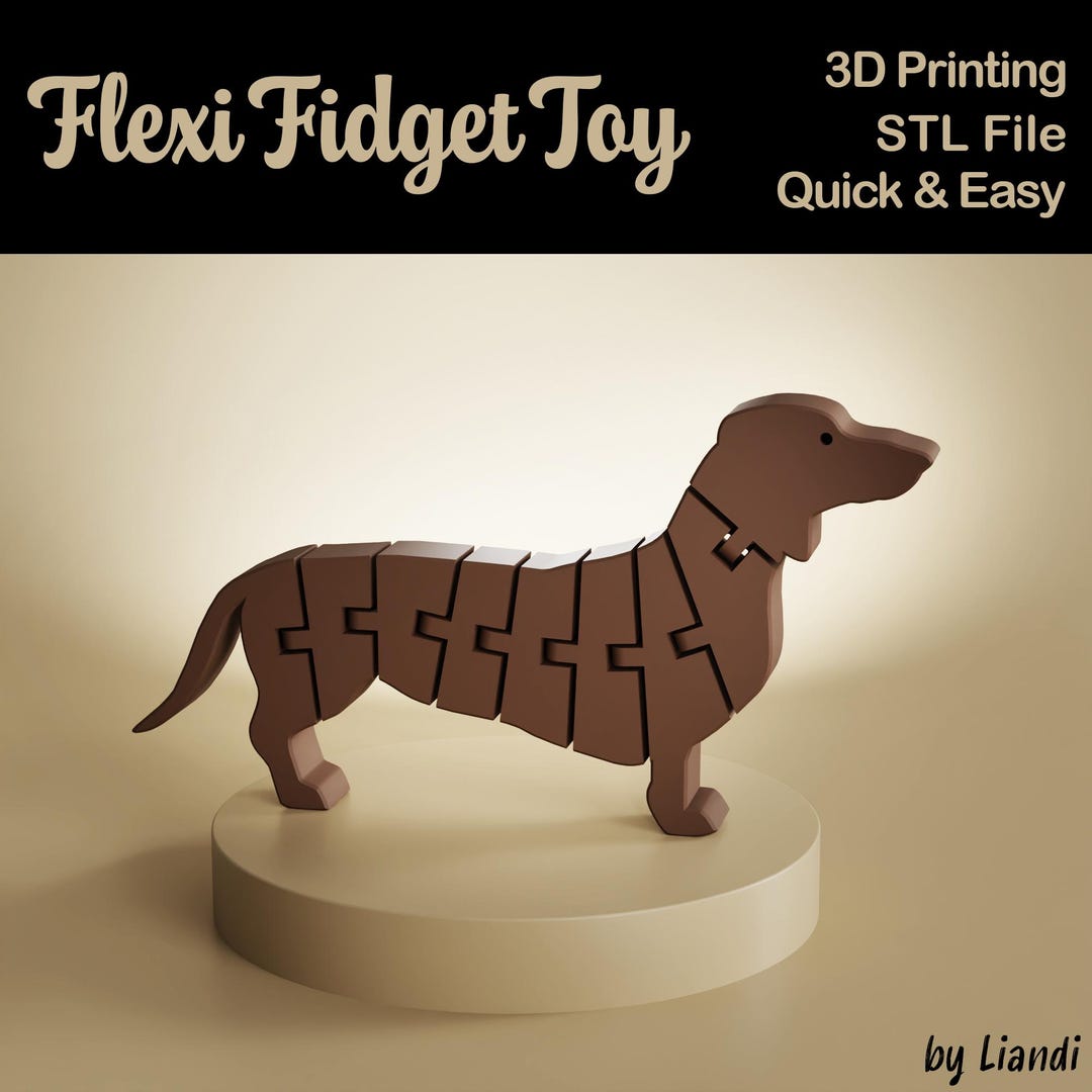 Flexible Dachshund Dog STL - 3D Print File, Flexi Fidget Toy ...