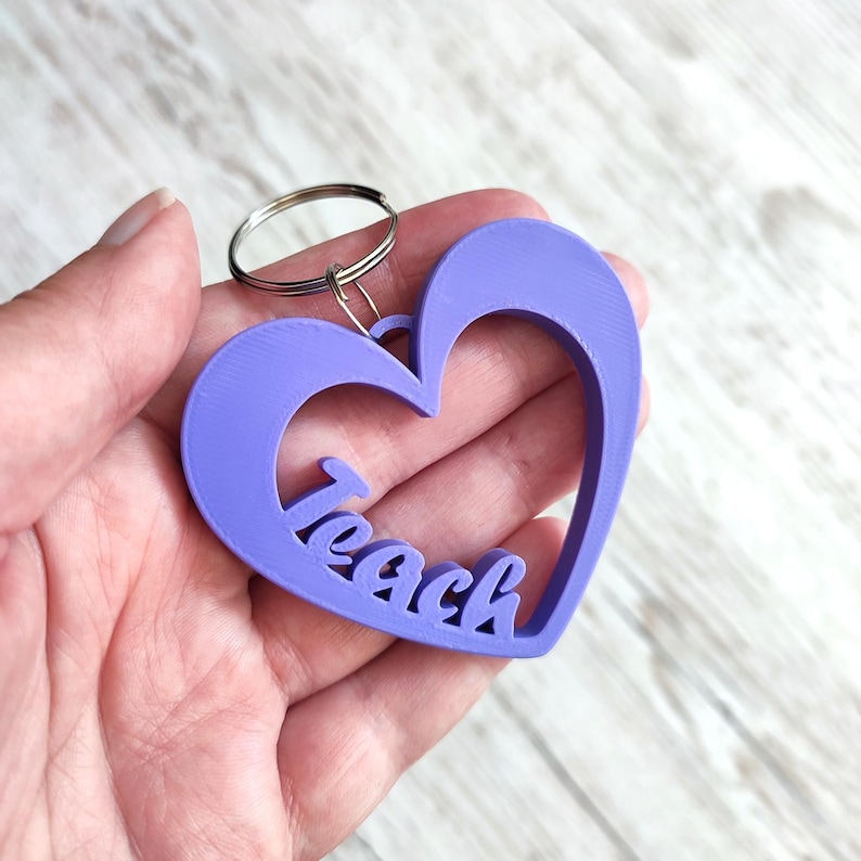 Teach Heart STL Keychain - 3D Print File, Teacher Appreciation Gift ...