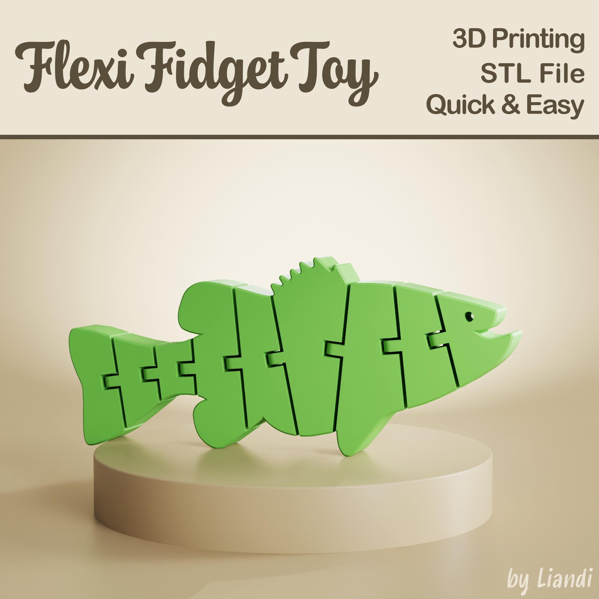 Flexible Bass Fish STL - 3D Print File, Flexi Fidget Toy, Articulated ...