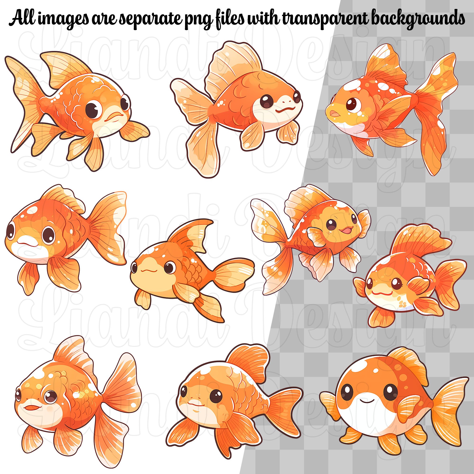 Kawaii Goldfish Clipart 20 Cute Goldfish Graphics for DIY Projects ...
