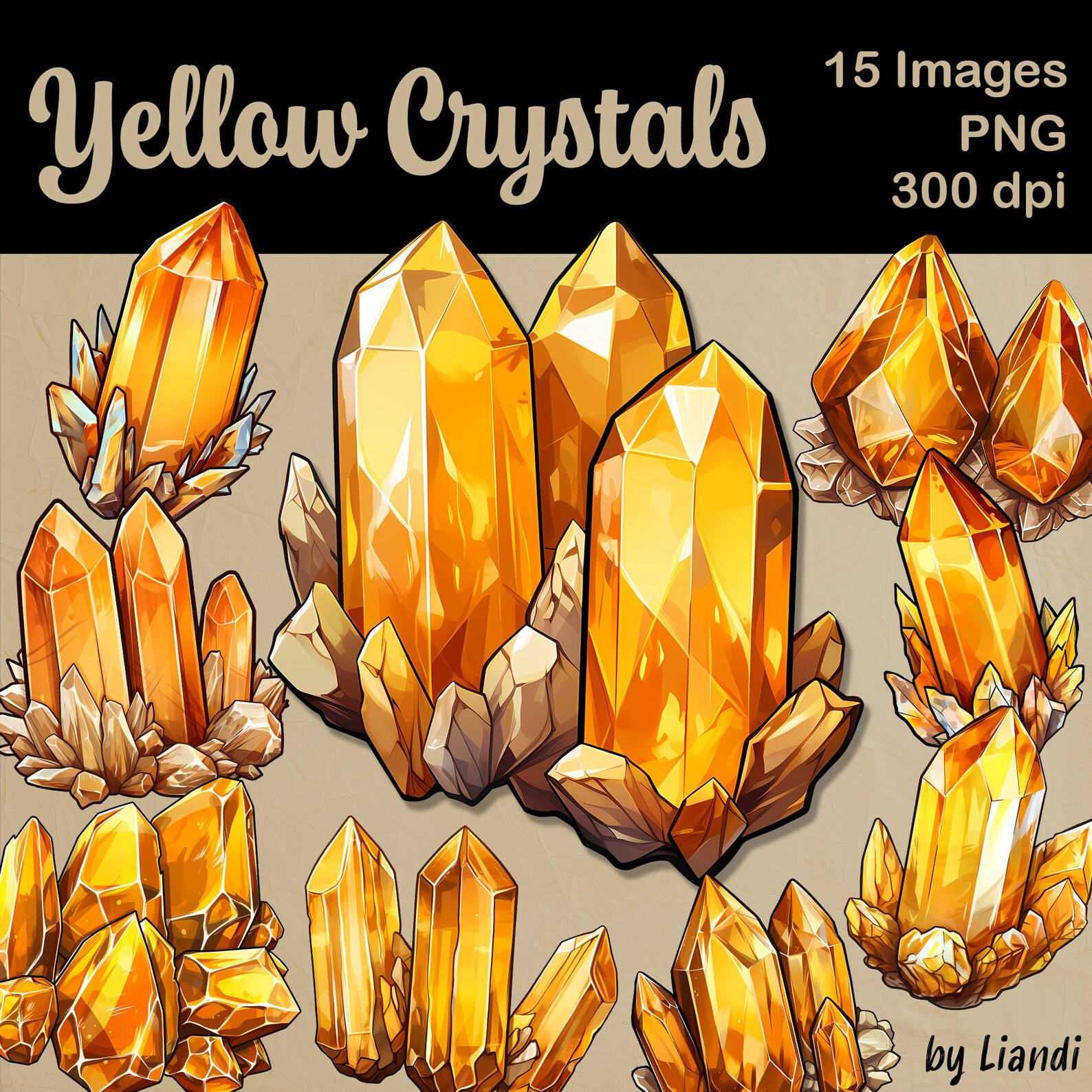 Yellow Crystals Clipart 15 Citrine Crystal Graphics for DIY Projects ...