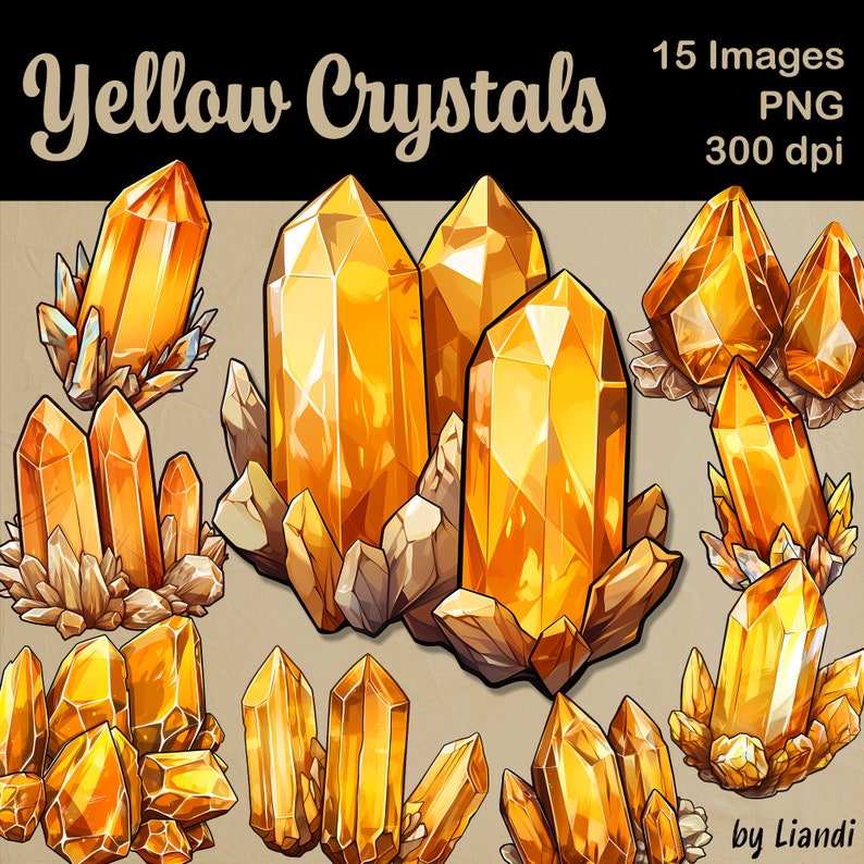 Yellow Crystals Clipart 15 Citrine Crystal Graphics for DIY Projects ...
