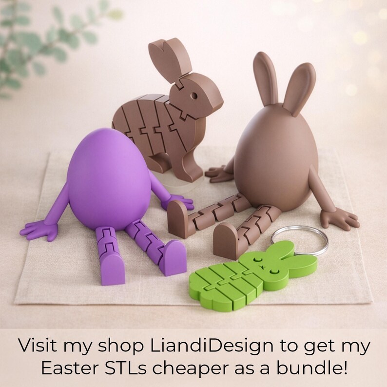 Flexible Easter Bunny STL - 3D Print File, Flexi Fidget Toy (digital ...