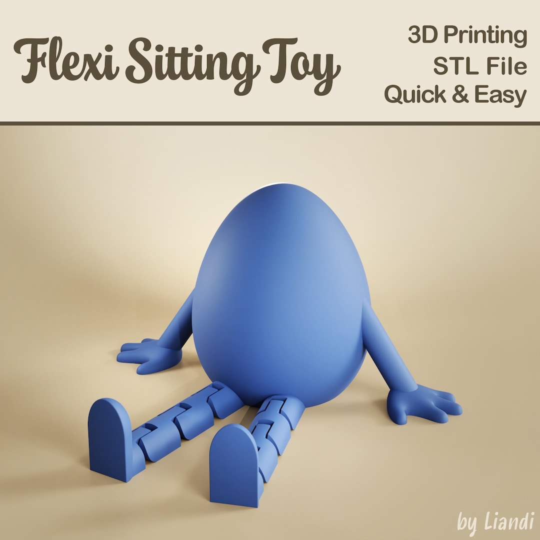 Easter Egg STL With Flexible Legs - 3D Print File, Flexi Sitting Toy ...
