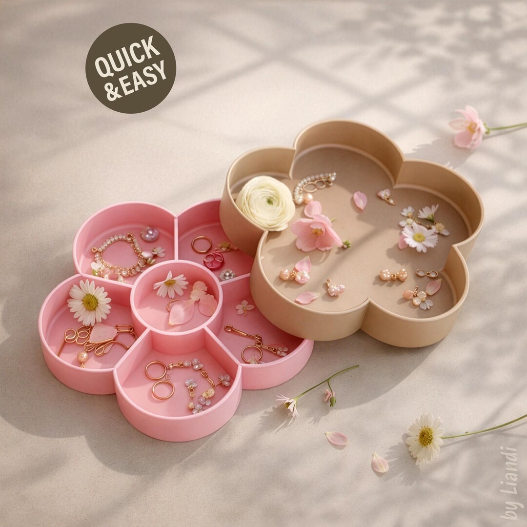 Flower Tray STL Set - 3D Print Files, Catchall Jewelry Bowls (digital ...