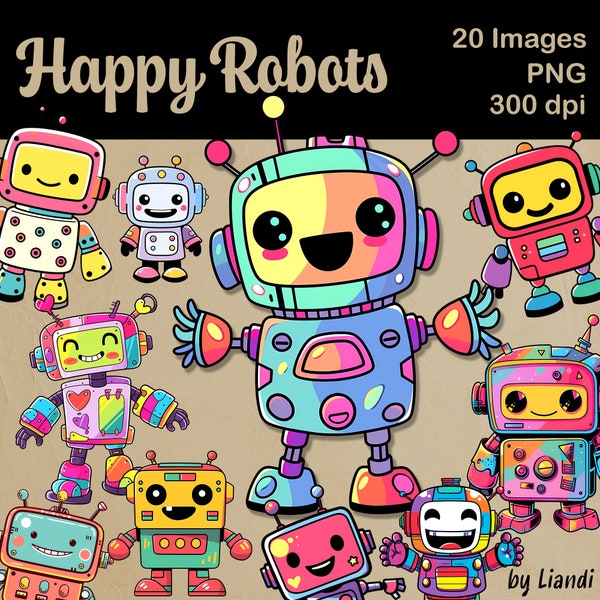Cute Robot Clipart - Etsy