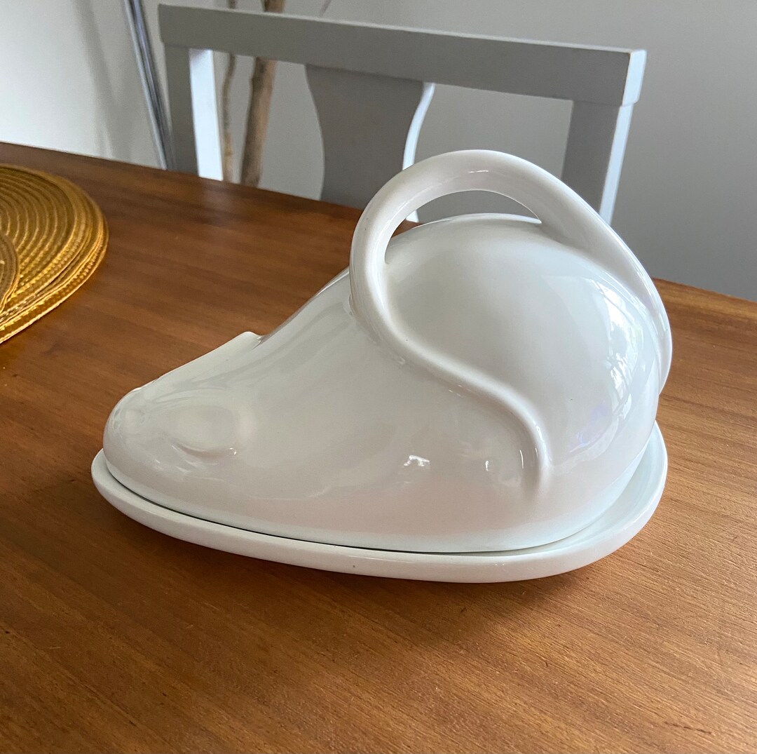 Vintage Large White Mouse Cheese Dish Platter - Etsy