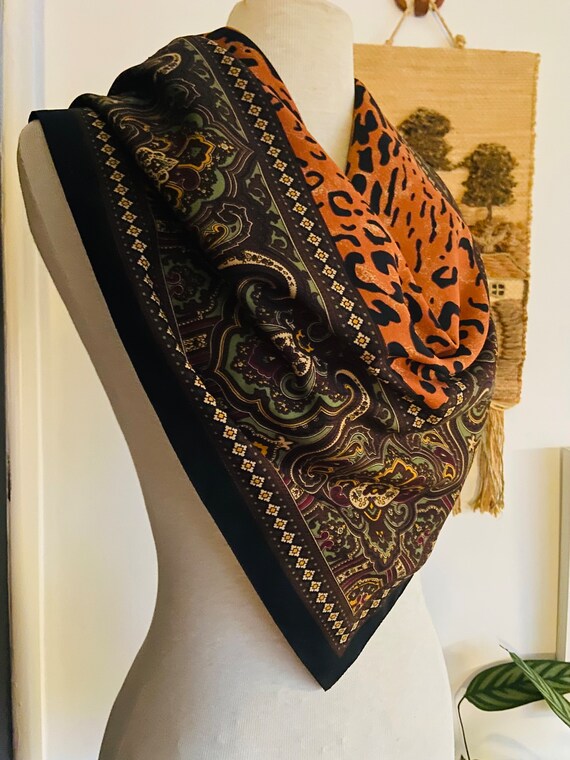 Vintage Large Square Animal Print & Border Polyester … - Gem