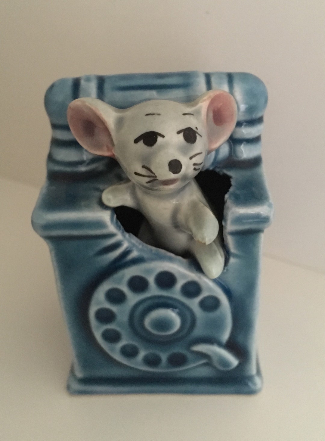 Vintage 1970s Mouse in a Telephone Toothpick Holder Retro Kitsch Bar ...