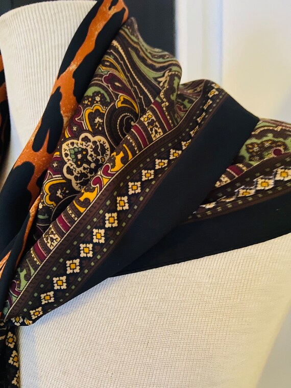 Vintage Large Square Animal Print & Border Polyester … - Gem