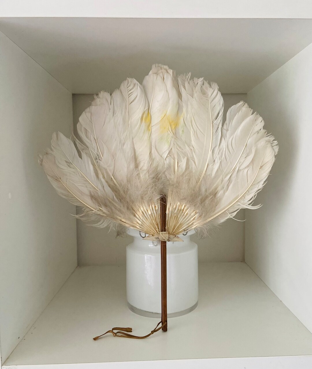 Vintage 1920s Shell Bamboo & Feather Hand Held Fan - Etsy