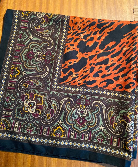 Vintage Large Square Animal Print & Border Polyester … - Gem