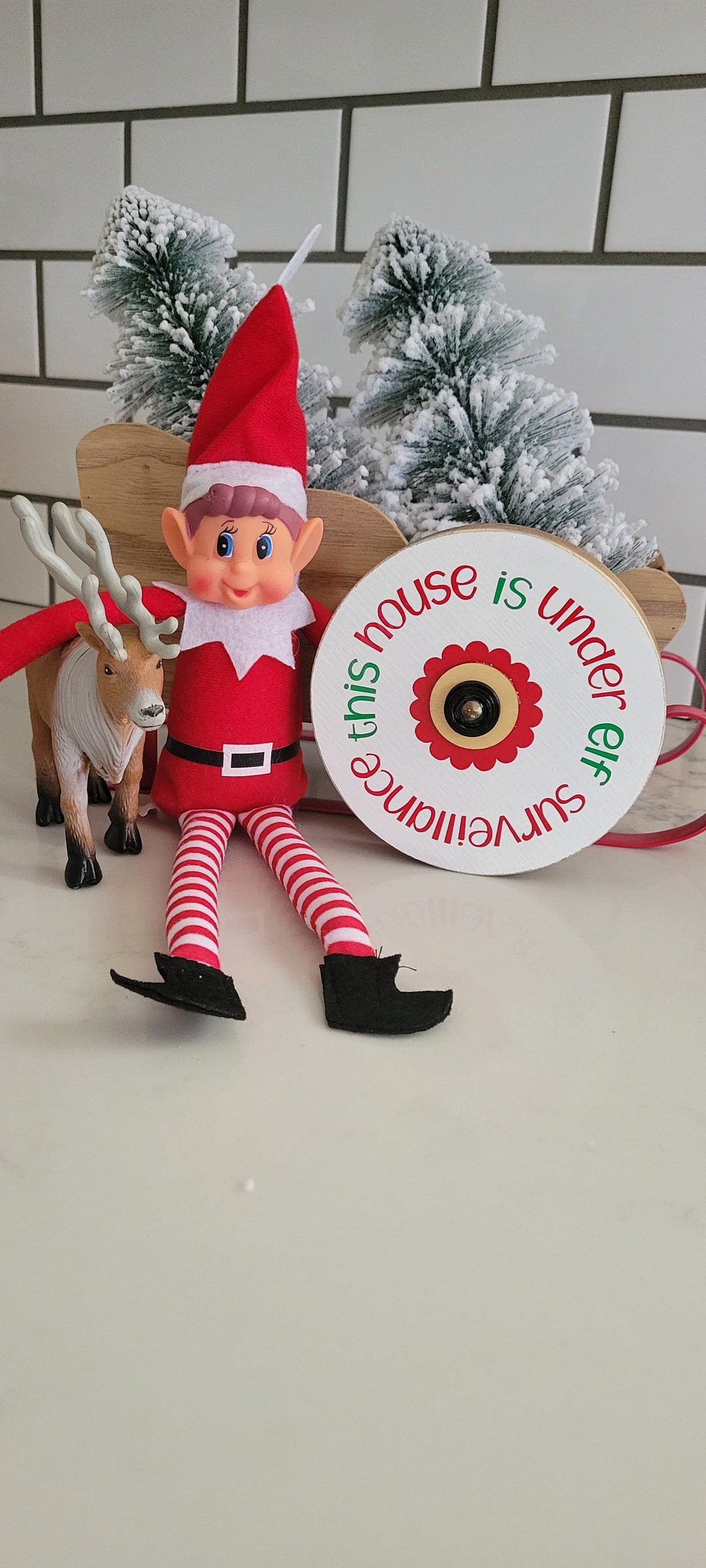 This House in Under Elf Surveillance Sign With Faux Lense , Elf Wood ...