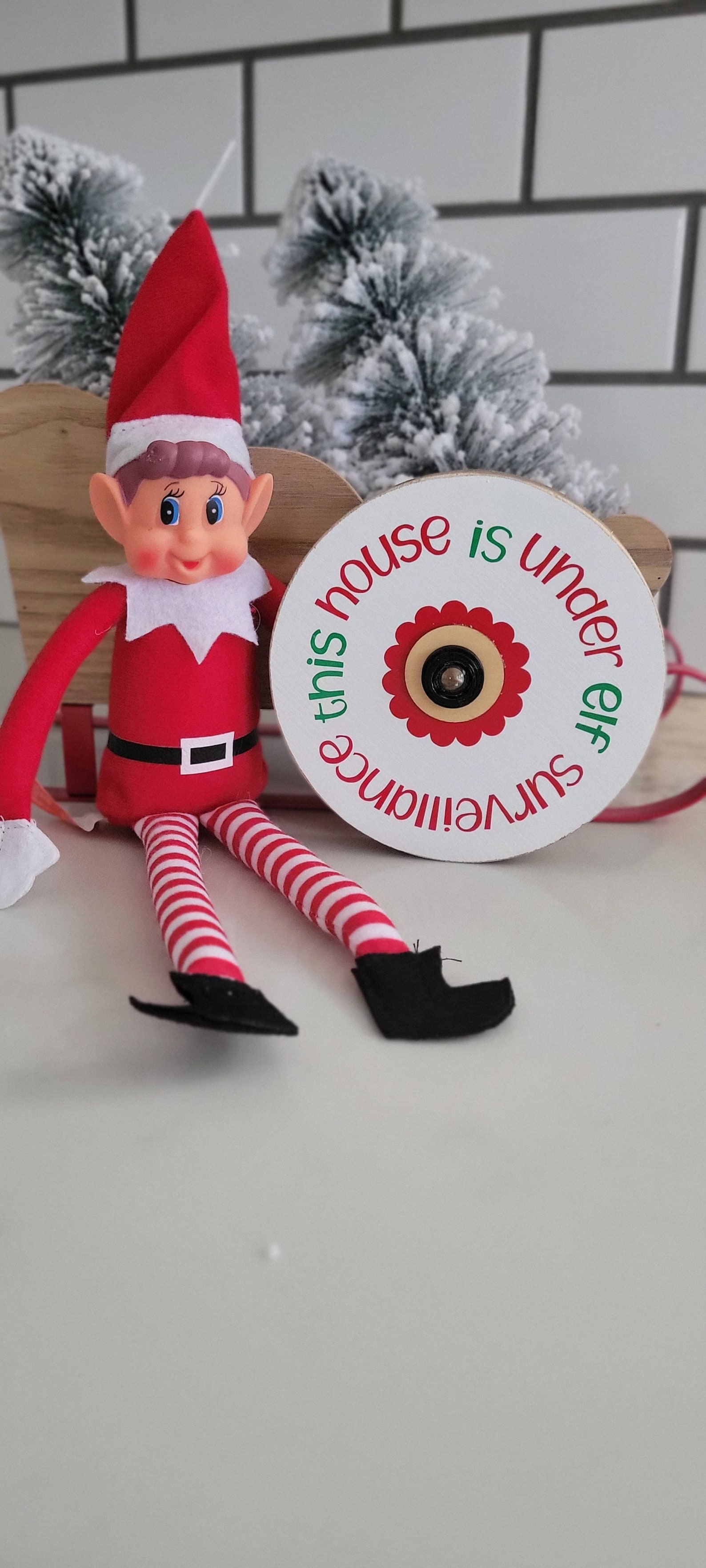 This House in Under Elf Surveillance Sign With Faux Lense , Elf Wood ...
