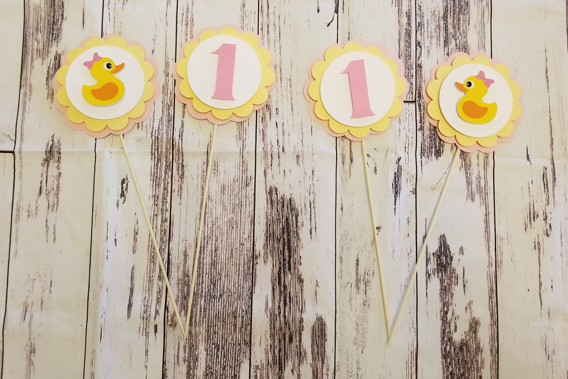 Ducky 1st Birthday Centerpiece, Ducky Baby Shower, Yellow Ducky, Pink ...