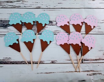 Ice Cream Themed Birthday Cupcake Toppers, Ice Cream Social Toppers ...