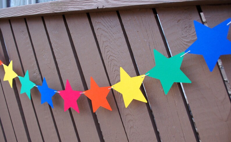 STAR Garland Birthday Party Banner Rainbow Primary Color Twinkle ...