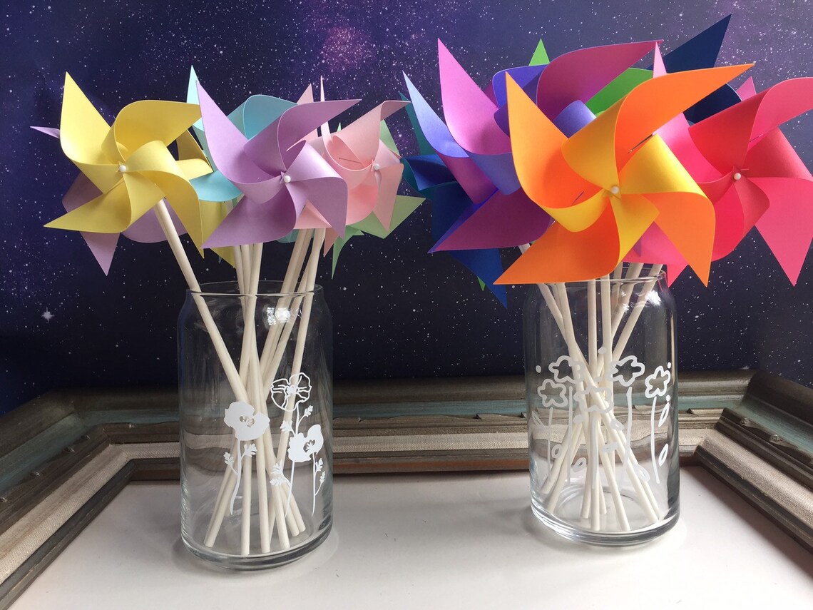 Party Paper Pinwheels in Pastel Colors, Unicorn Birthday, Baby Shower ...